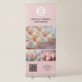 Custom Logo 3 Photos QR Bakery Business Pink Retractable Banner | Zazzle