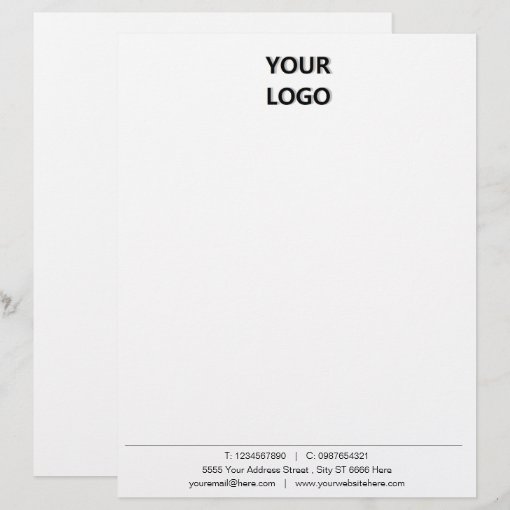 Custom Logo Address Contact Info Office Letterhead | Zazzle