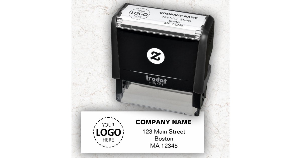 Custom Logo & Address Self-inking Stamp | Zazzle