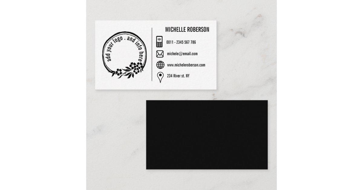 Custom logo and basic info business card | Zazzle