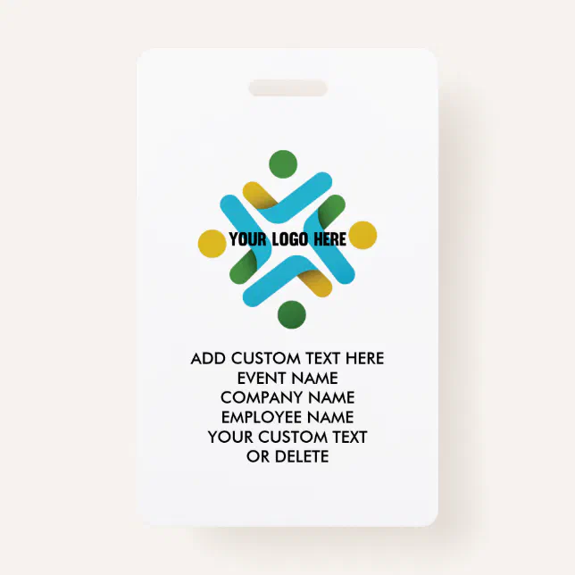 Custom Logo and Custom Text Event Company Business Badge | Zazzle
