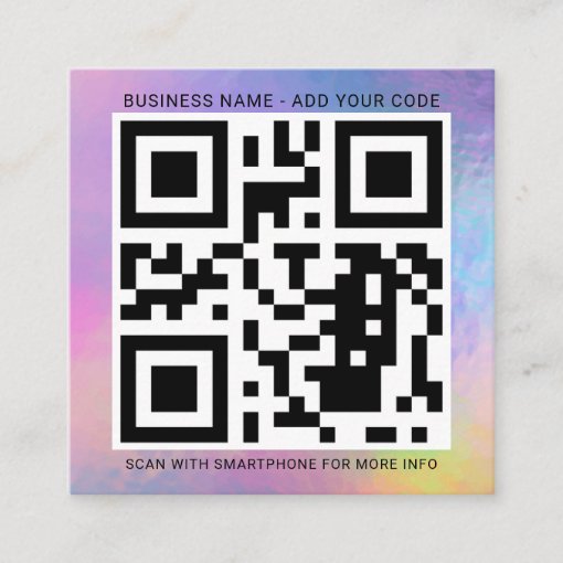 Custom Logo and QR Code DIY Holographic Square Square Business Card ...