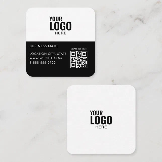 Custom Logo and QR Code Square Business Card | Zazzle