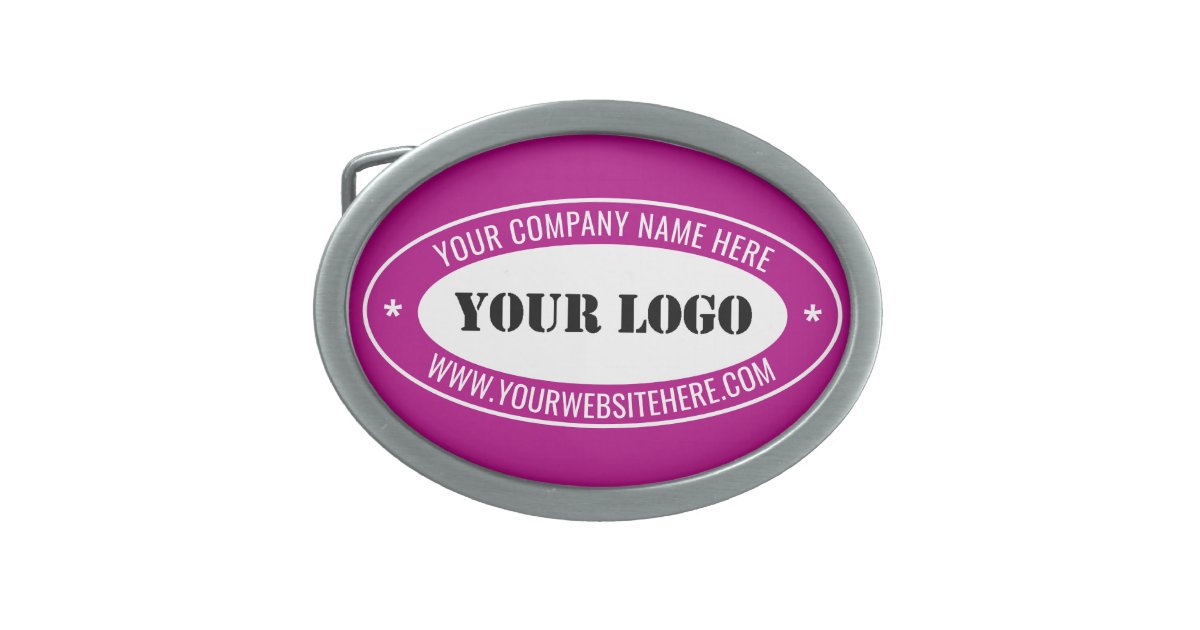 Custom Logo and Text Belt Buckle Choose Color | Zazzle
