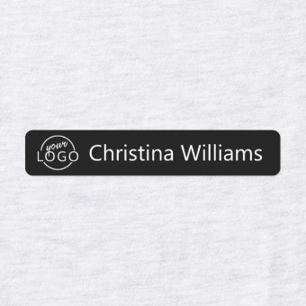 Custom logo and text black fabric clothing labels | Zazzle
