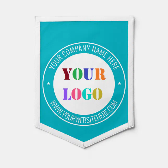 Custom Logo and Text Business Pennant Your Colors | Zazzle