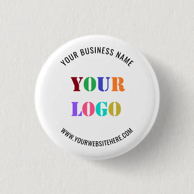 Custom Logo and Text Business Promotional Button | Zazzle