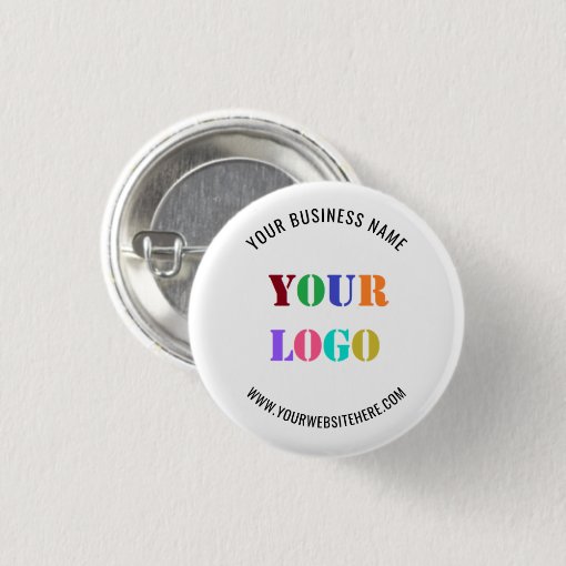 Custom Logo and Text Business Promotional Button | Zazzle