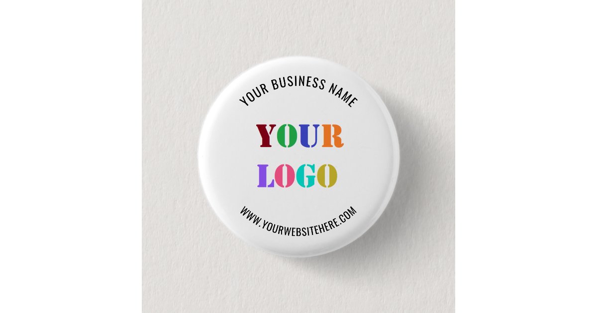 Custom Logo and Text Business Promotional Button | Zazzle