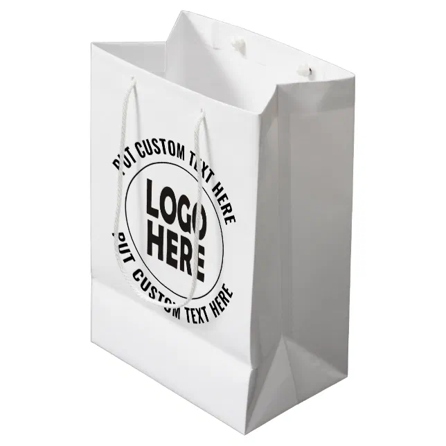 Custom logo and text business promotional medium gift bag | Zazzle