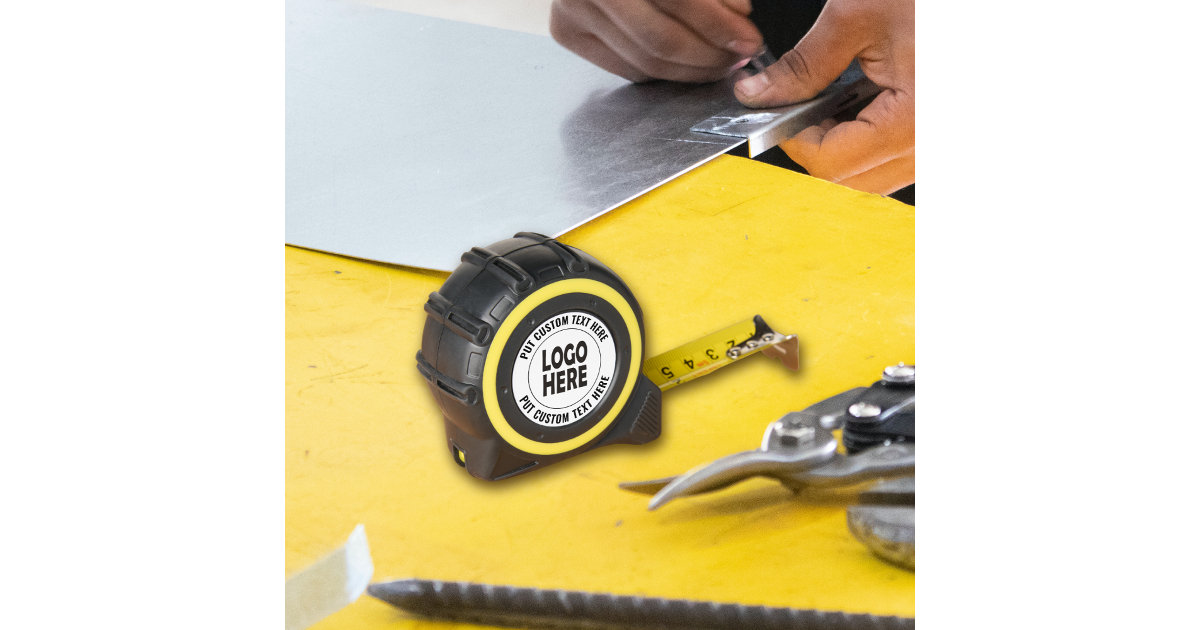Custom logo and text business promotional tape measure | Zazzle