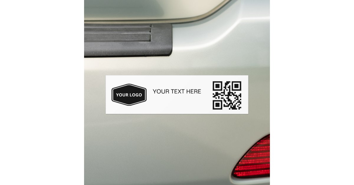 Custom Logo and Text Business QR Code Promotional Bumper Sticker | Zazzle