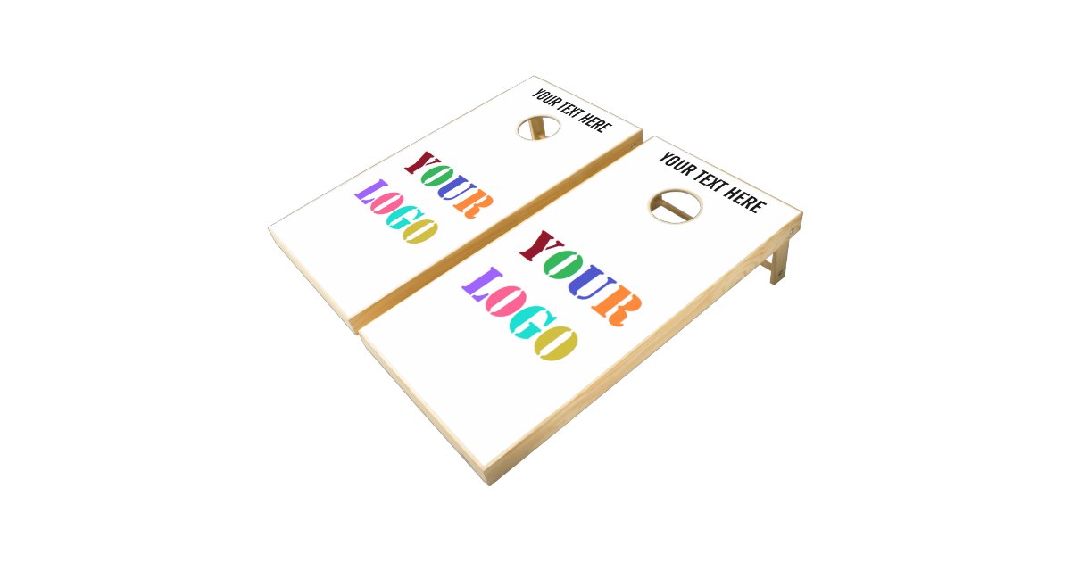 Custom Logo and Text Cornhole Set Choose Color | Zazzle