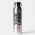 Custom Logo and Text on 2 Sides Silver Water Bottle | Zazzle