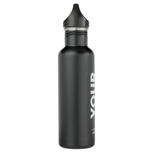 Custom Logo and Text on Black Stainless Steel Water Bottle | Zazzle
