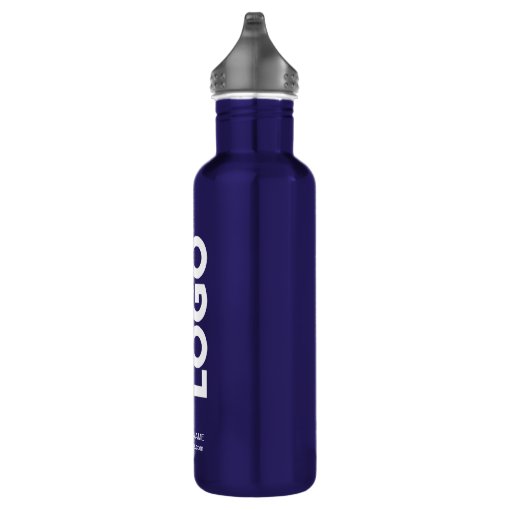 Custom Logo and Text on Blue Stainless Steel Water Bottle | Zazzle