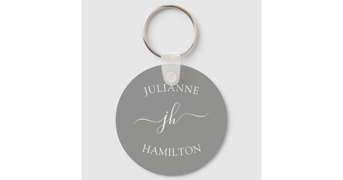 Custom Logo and Text Promotional Gray Keychain | Zazzle