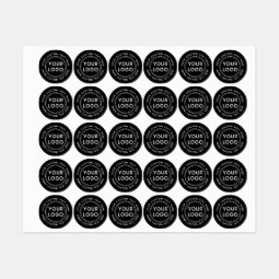 Custom logo and text round black fabric clothing labels | Zazzle