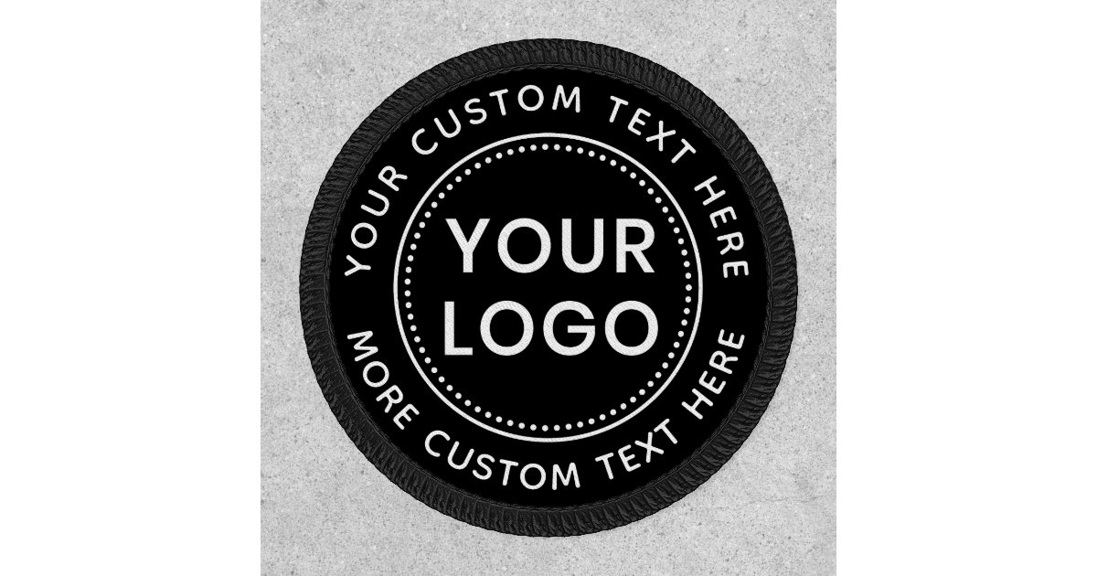 Custom logo and text round black patch | Zazzle