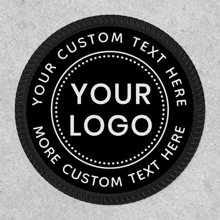 Custom logo and text round black patch | Zazzle