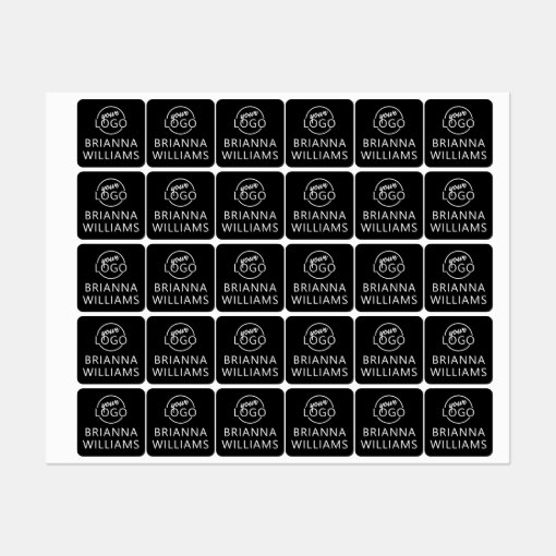 Custom logo and text square black fabric clothing labels | Zazzle