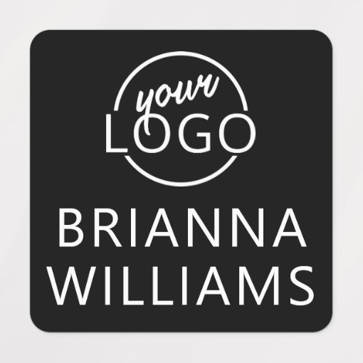 Custom logo and text square black fabric clothing labels | Zazzle