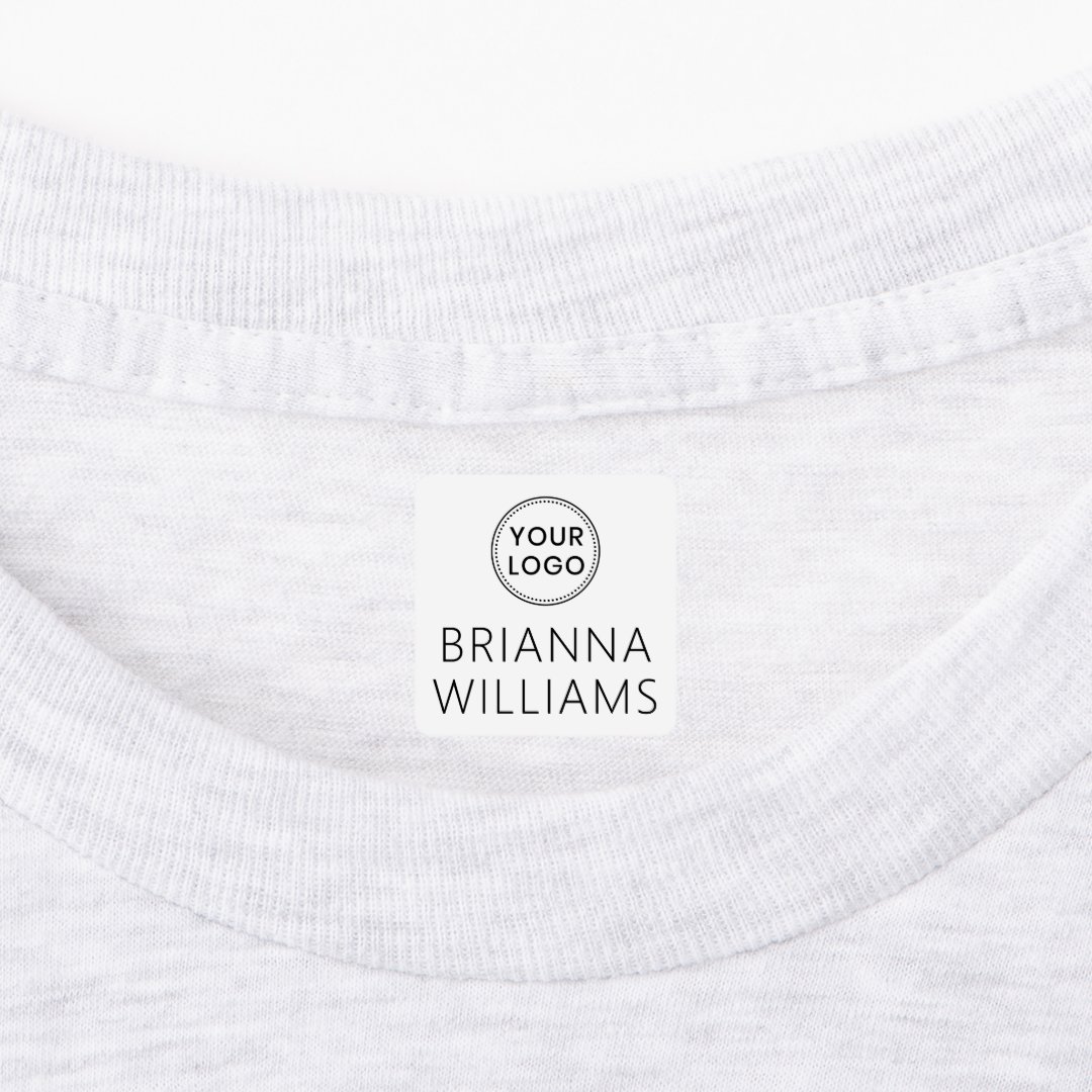 Custom logo and text square fabric clothing labels | Zazzle