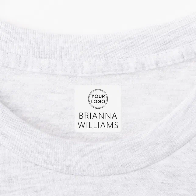 Custom logo and text square fabric clothing labels | Zazzle