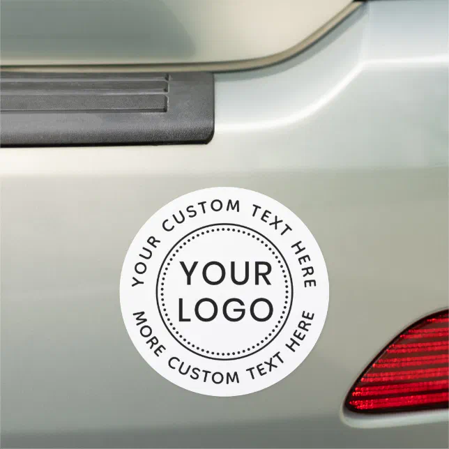 Custom logo and text white or any color car magnet | Zazzle