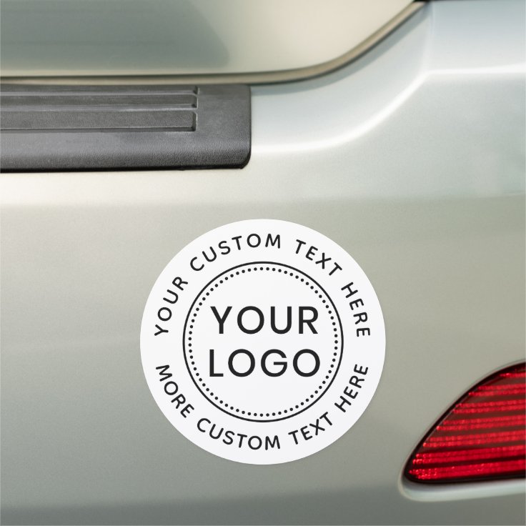 Custom logo and text white or any color car magnet | Zazzle