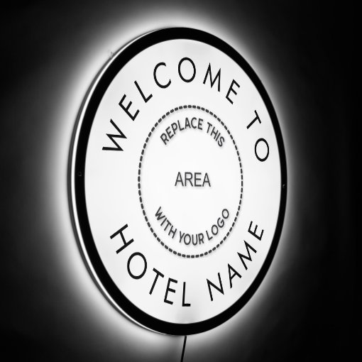 Custom Logo Any Color Welcome To Hotel Name LED Sign | Zazzle
