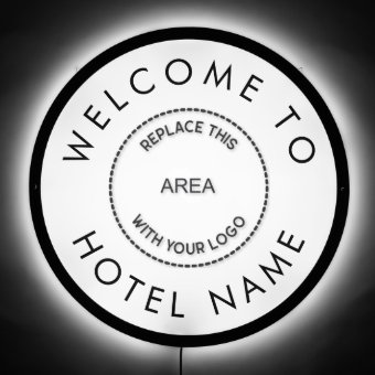 Custom Logo Any Color Welcome To Hotel Name LED Sign | Zazzle