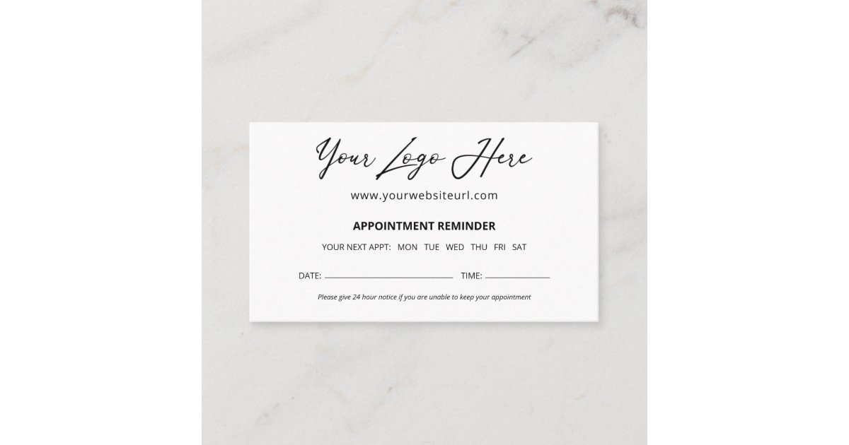 Custom Logo Appointment Reminder Card | Zazzle
