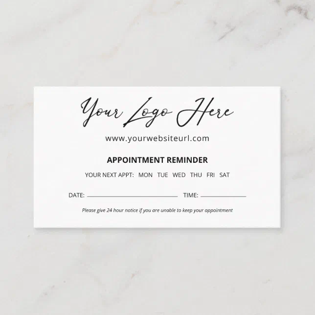 Custom Logo Appointment Reminder Card | Zazzle