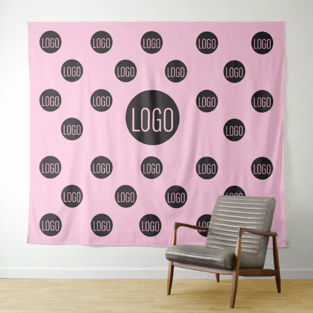 Custom Logo backdrop Company pink step and repeat | Zazzle