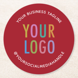 Custom Logo Bar Coasters Cardboard Promotional Red | Zazzle