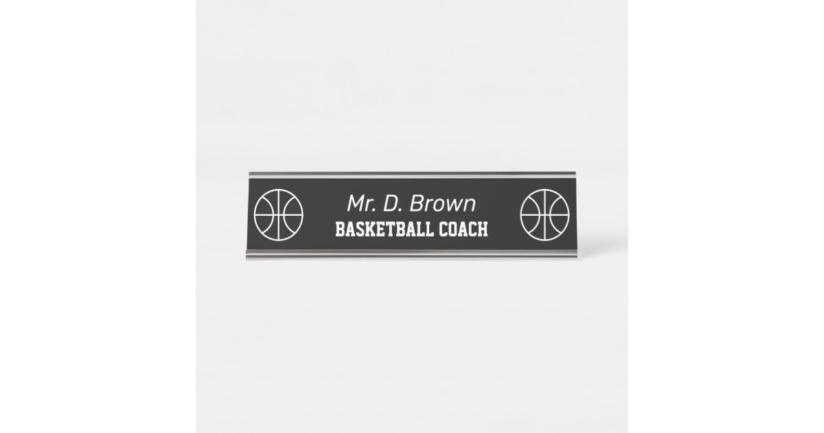 Custom logo basketball high school sports coach desk name plate | Zazzle