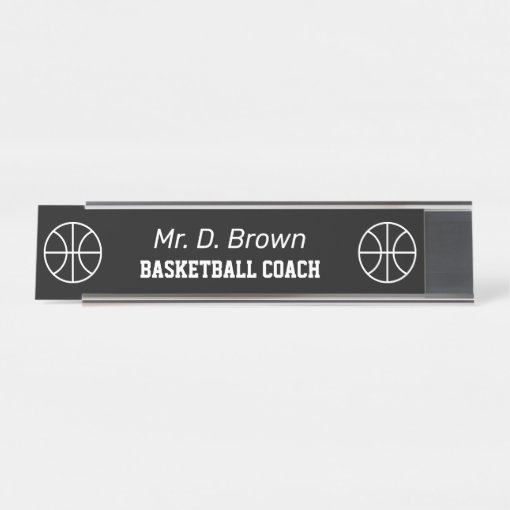 Custom logo basketball high school sports coach desk name plate | Zazzle