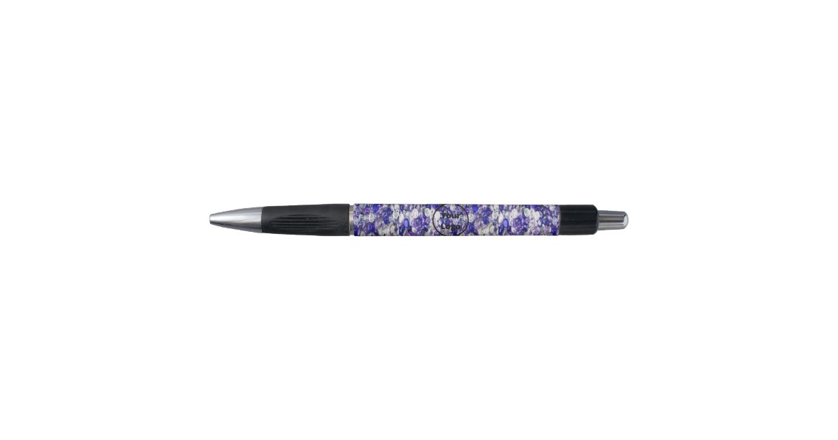 Custom logo blue and clear glass crystal balls pen | Zazzle