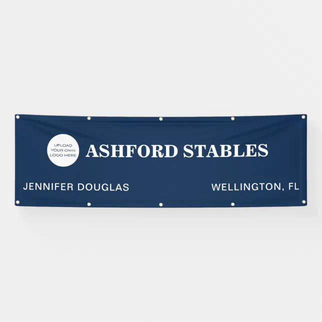 Custom Logo Blue Equestrian Stall Horse Show Banner | Zazzle