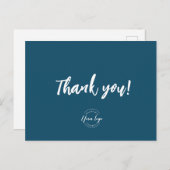 Custom Logo Blue white Customer appreciation Postcard | Zazzle