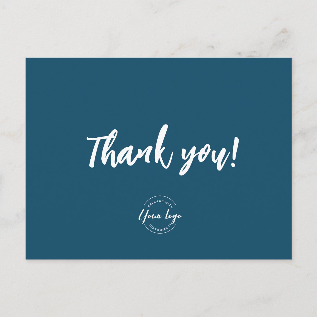Custom Logo Blue white Customer appreciation Postcard | Zazzle