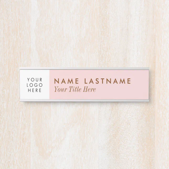 Custom Logo Blush Pink Modern Simple Girly Title Door Sign | Zazzle