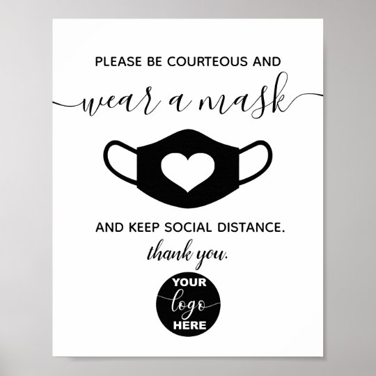Custom Logo Brand Business Safety Wear a Face Mask Poster | Zazzle.com