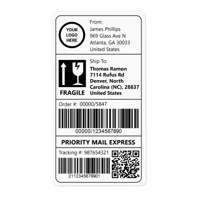Custom Logo Branded Easy Tracking Barcode Shipping Label | Zazzle