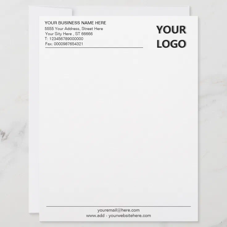 Custom Logo Business Address Office Personalized Letterhead | Zazzle