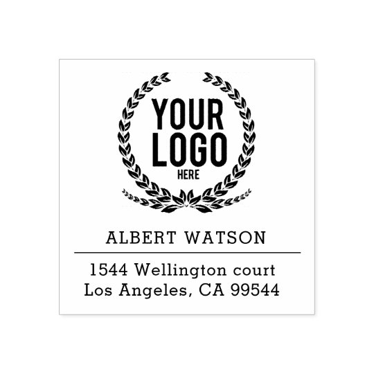 Custom Logo | Business Address Rubber Stamp | Zazzle