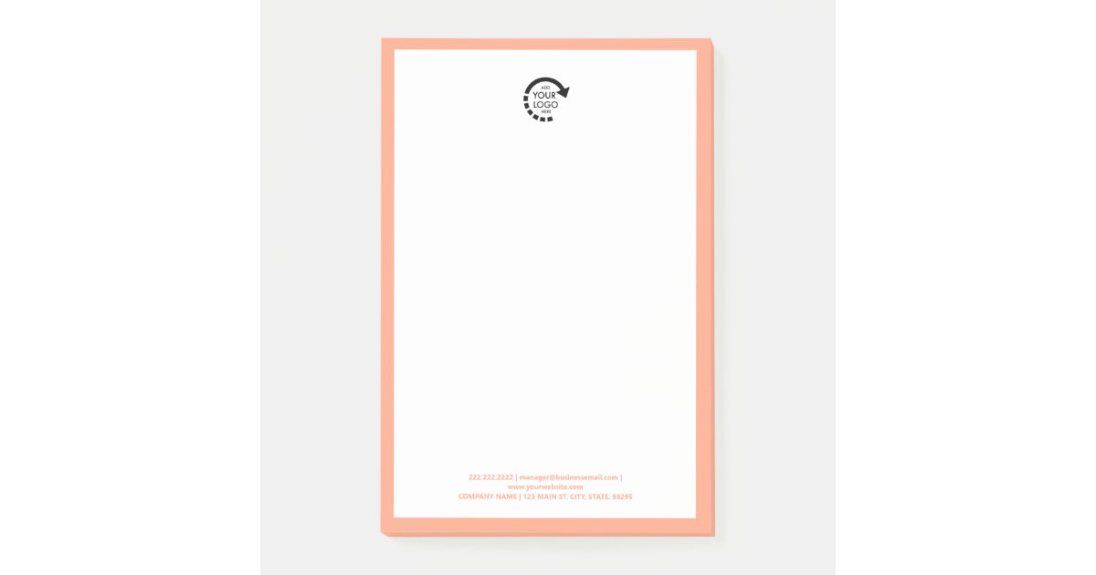 Custom Logo Business Branding Modern Peach Coral Post-it Notes | Zazzle