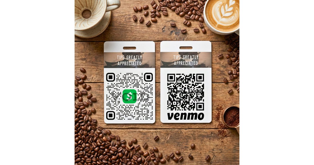 Custom Logo Business Cashless Tipping QR Badge | Zazzle