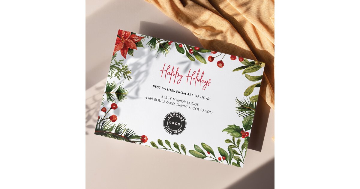 Custom Logo Business Christmas Holidays Note Card | Zazzle